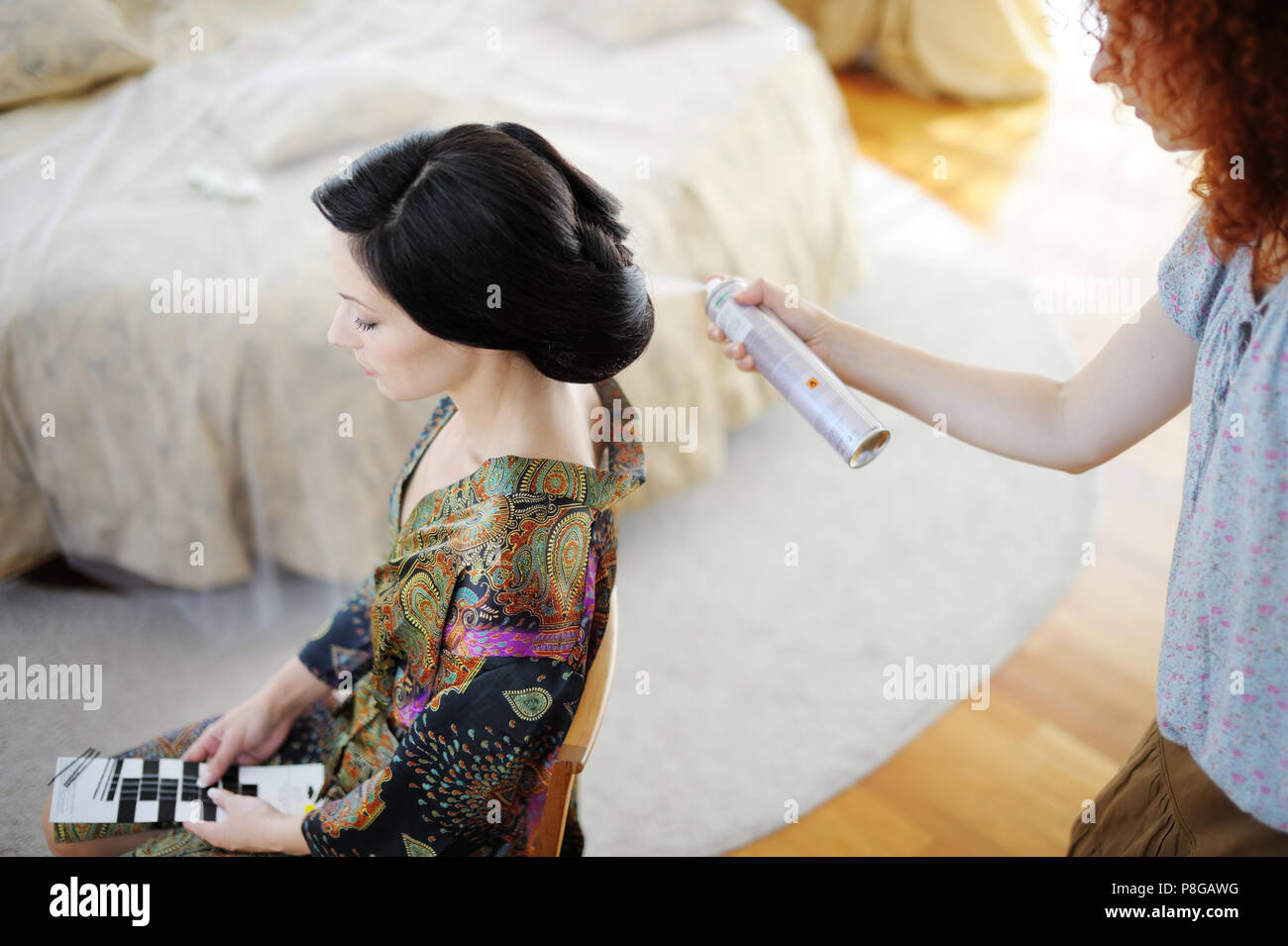 Beautiful woman getting hair done hi-res stock photography and images ...