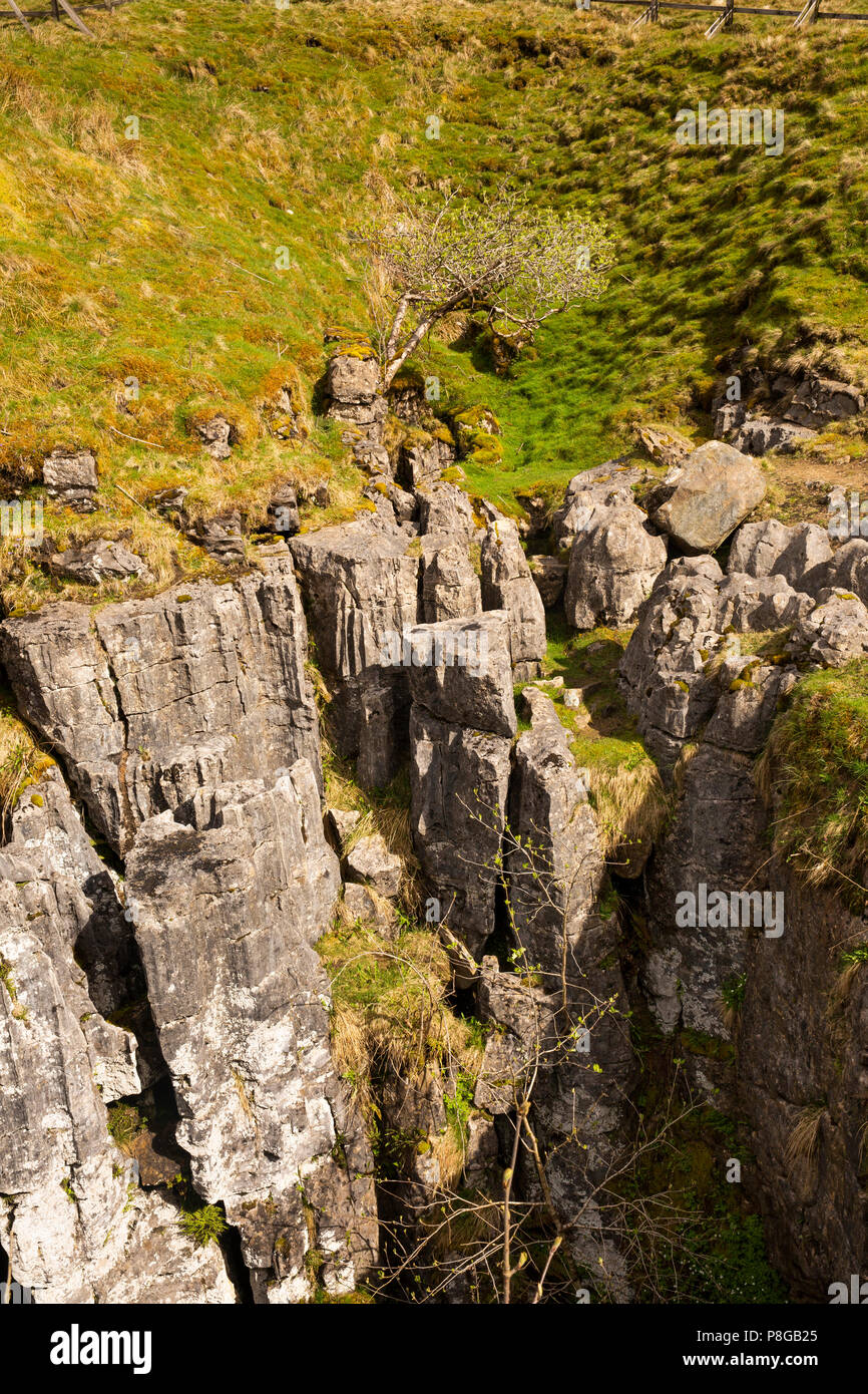 UK, England, Yorkshire, Swaledale, Buttertubs Pass, eroded limestone ...