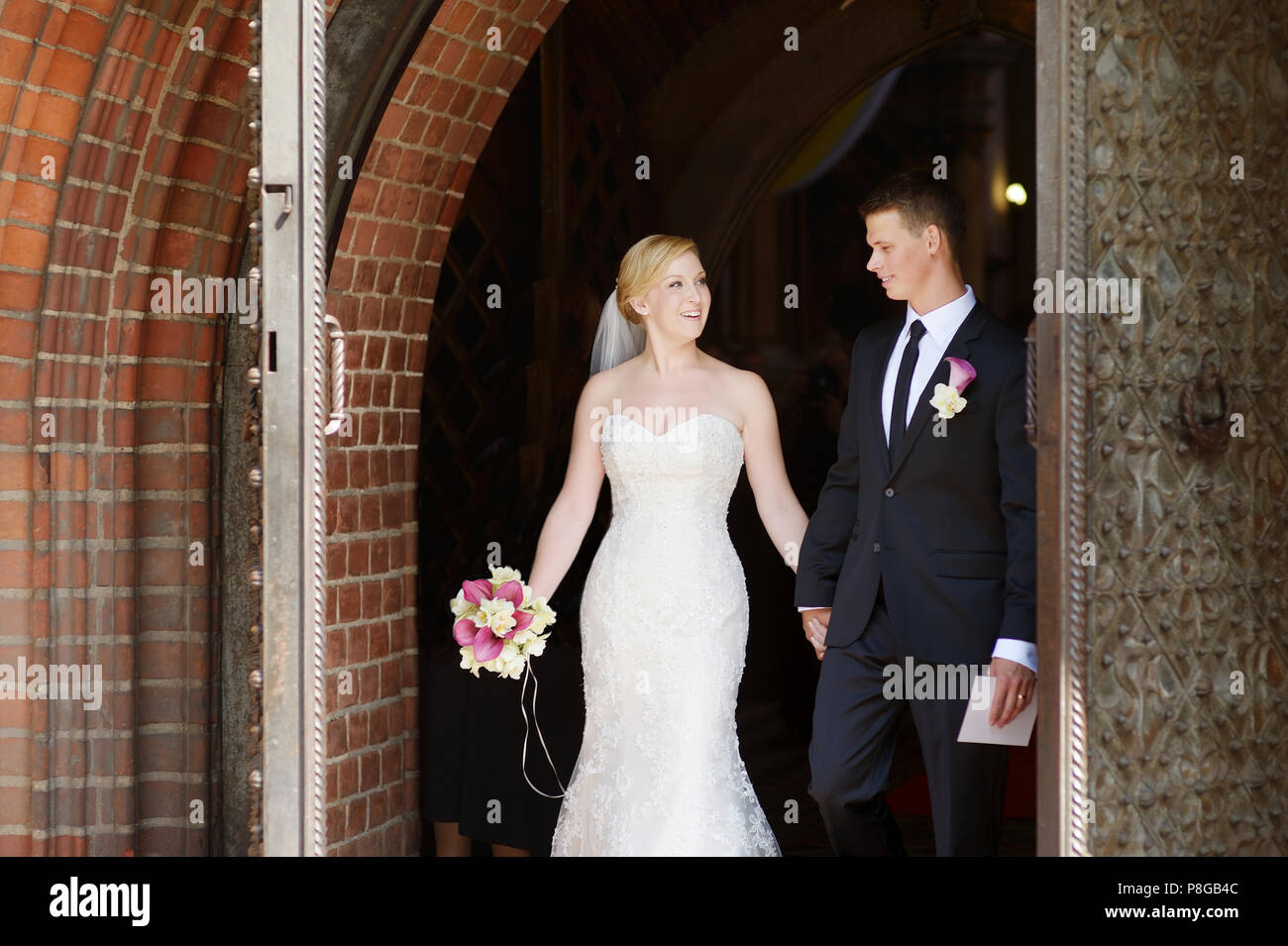 Bride and groom just got married Stock Photo - Alamy