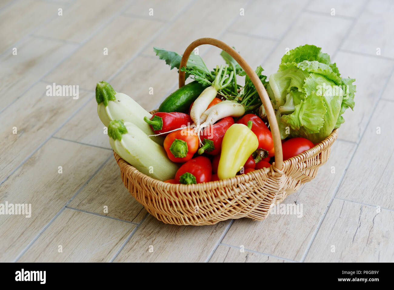 Fresh organic vegetables in a basket Stock Photo - Alamy