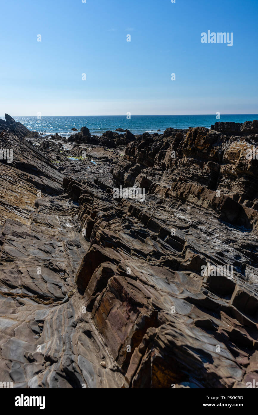 Rock formations on Atlantic Ocean coast near Bude also known as Bude ...