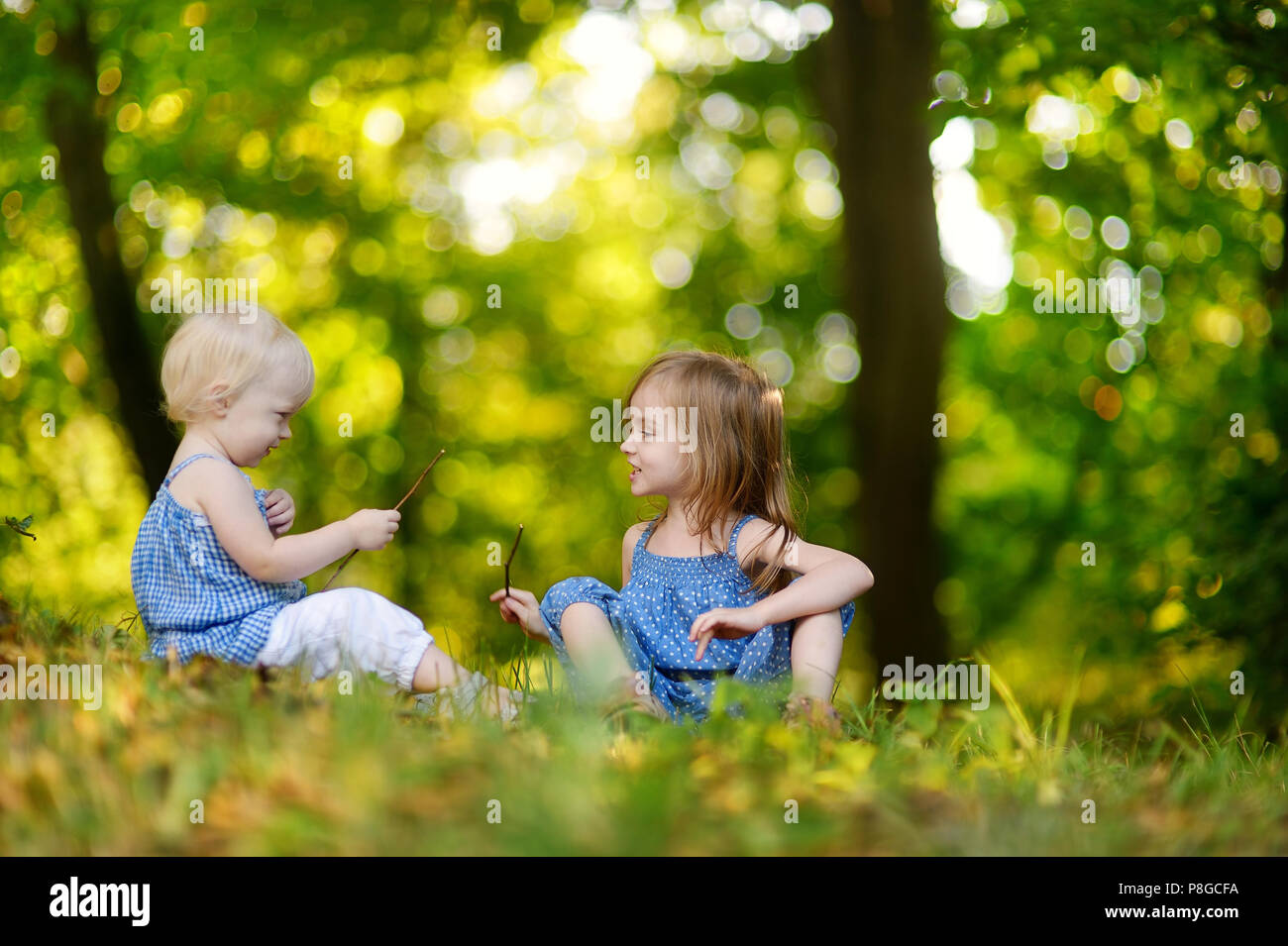 Two sisters portrait outdoors at summer Stock Photo - Alamy