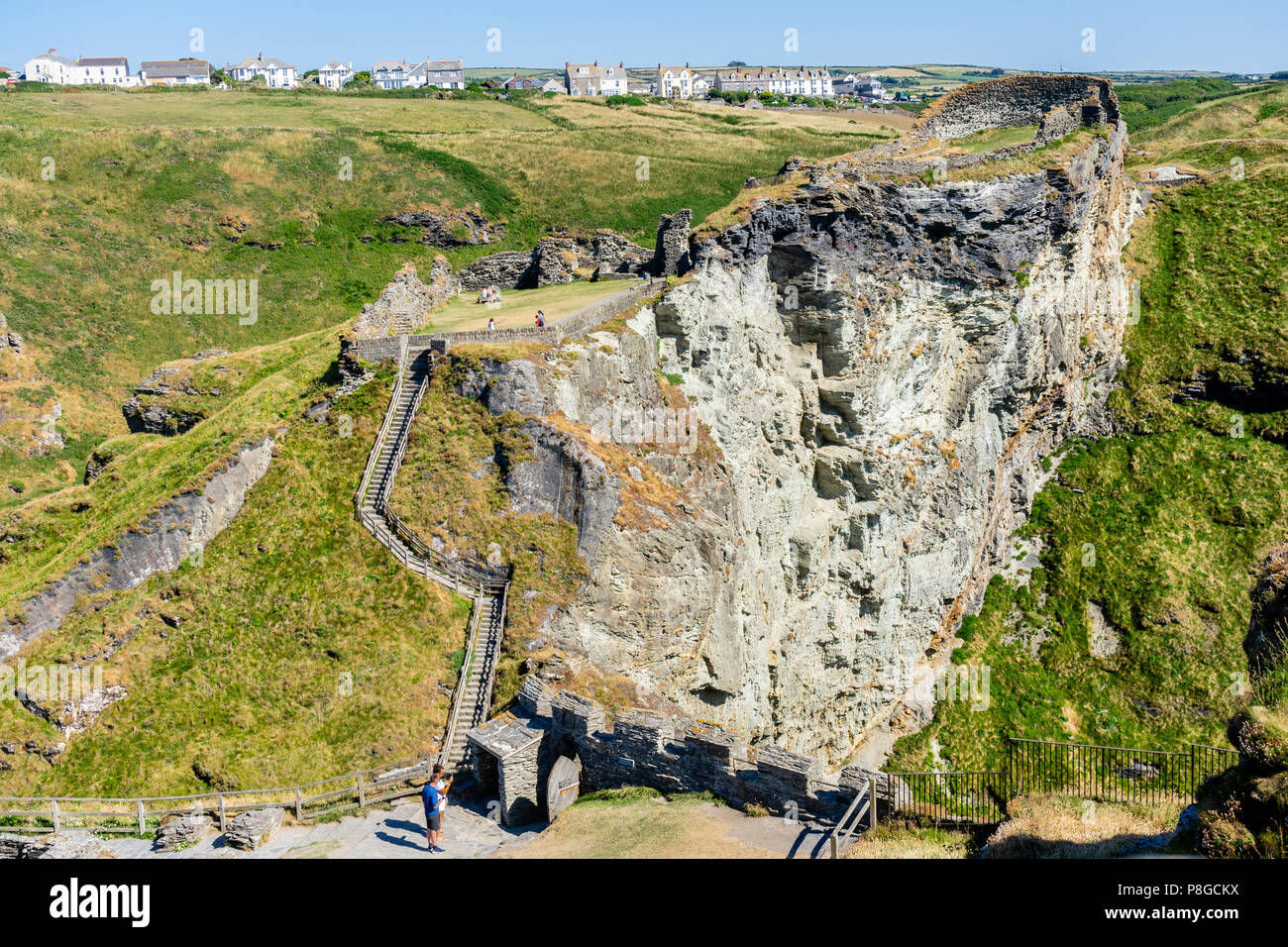 Tintagel Castle view from Tintagel Island, North Cornwall, Cornwall ...