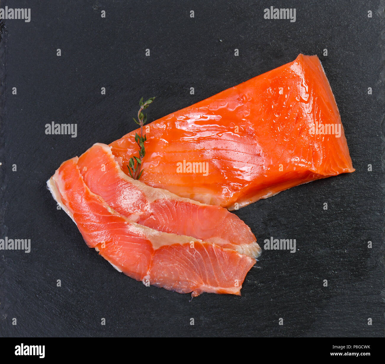 Raw trout fillet with salt and spices Stock Photo - Alamy