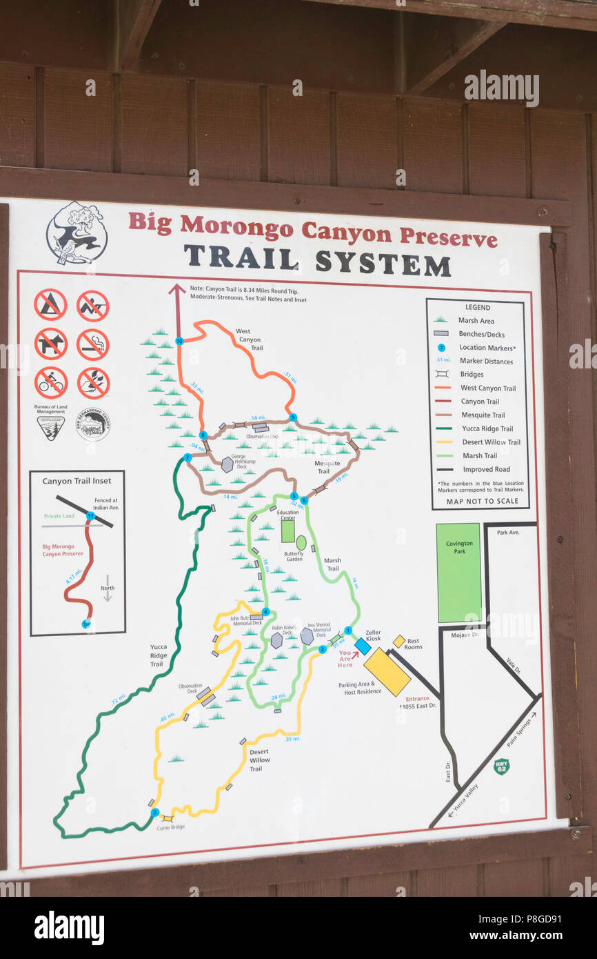 Trail map at Big Morongo Canyon Preserve Stock Photo - Alamy