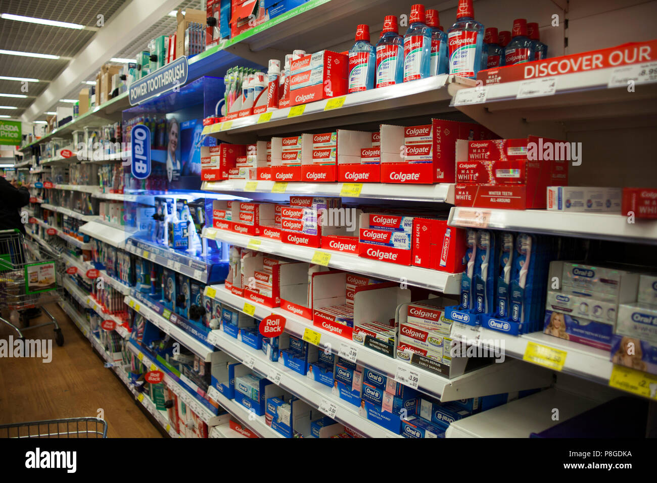 Wolverhampton, Unied Kingdom, JUN 16, 2018 Toothpaste aisle in the ...