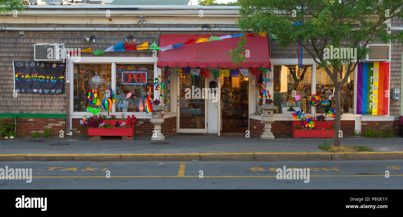 A shop front in downtown Provincetown, Massachusetts on Cape Cod, USA ...