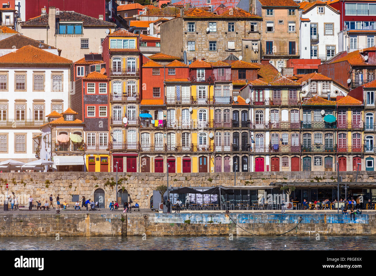 Colorful houses of Porto Ribeira, traditional facades, old multi ...