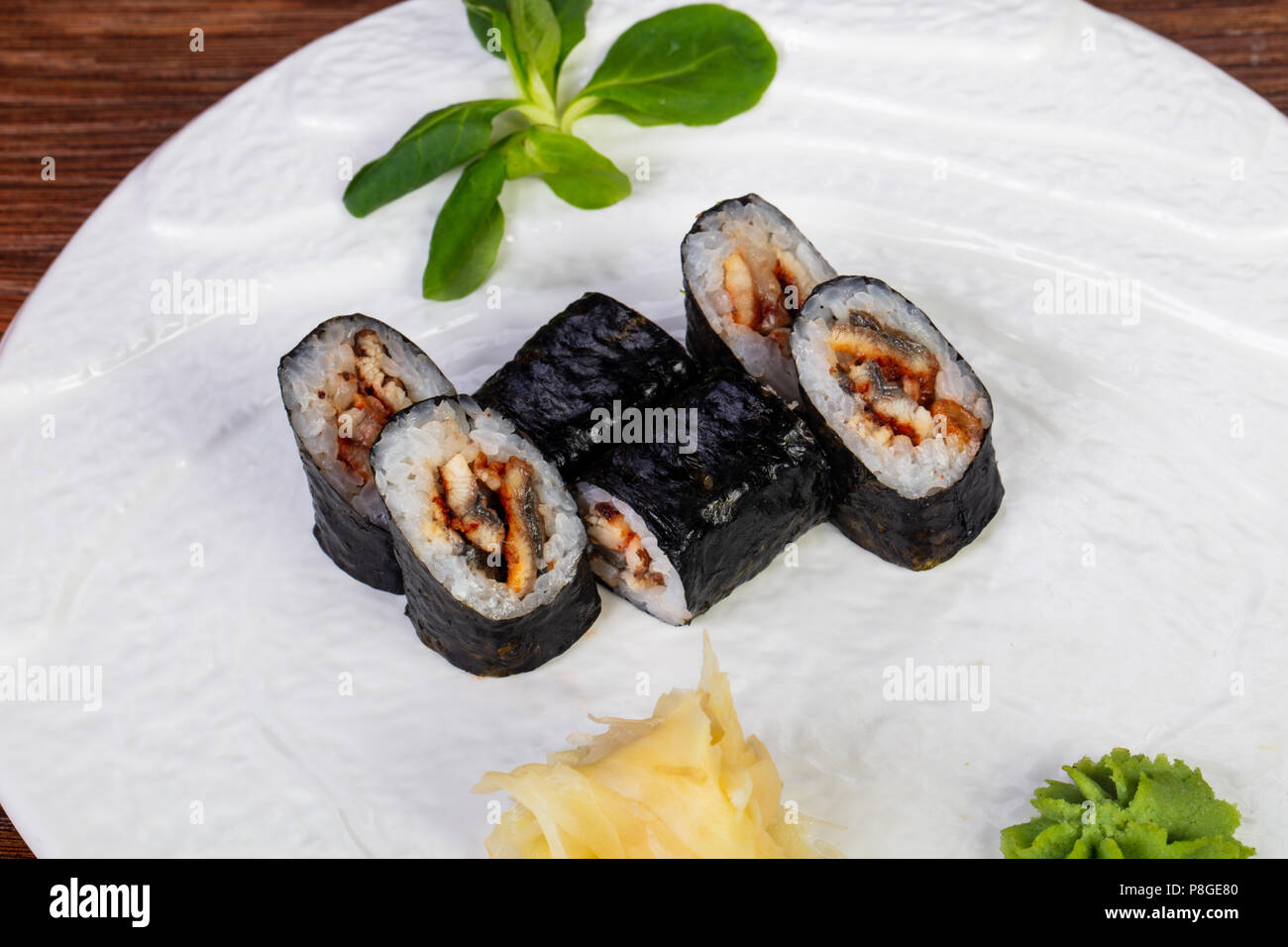 Maki roll Unagi with eel Stock Photo - Alamy