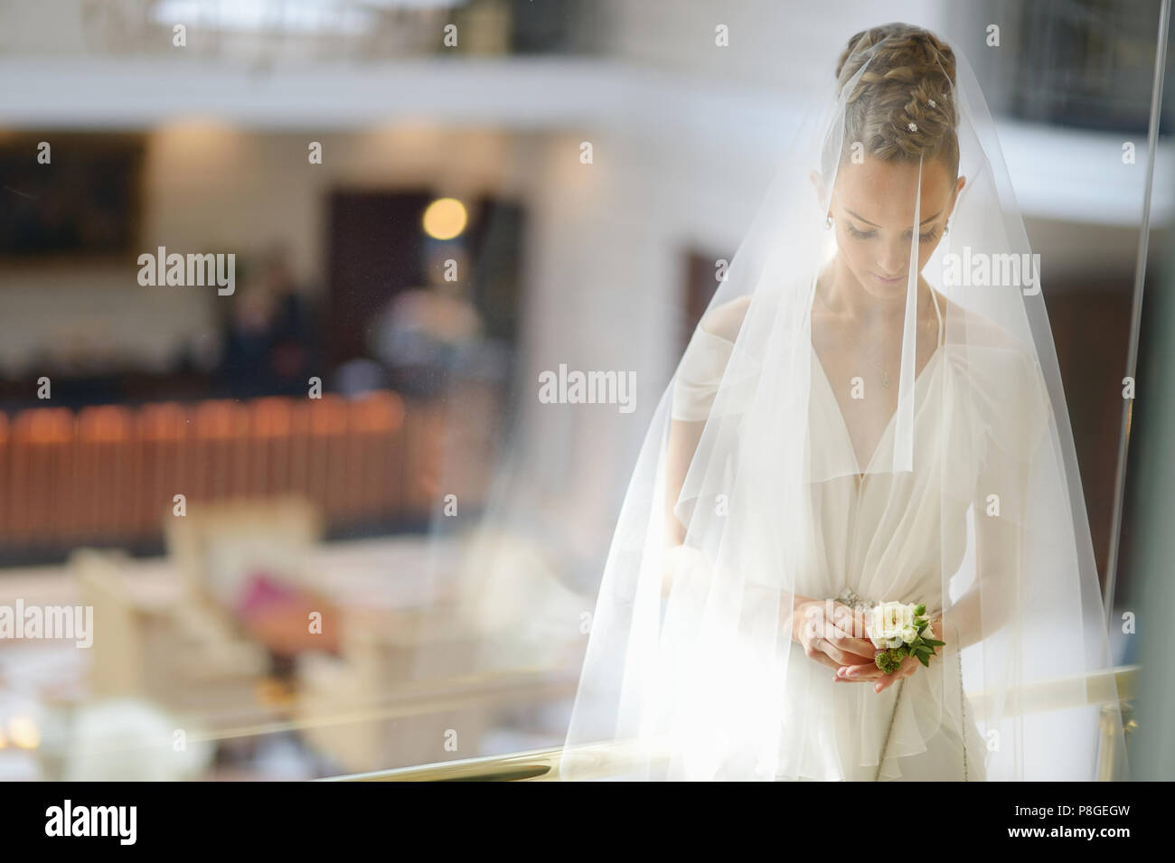 The beautiful bride in an interior Stock Photo - Alamy
