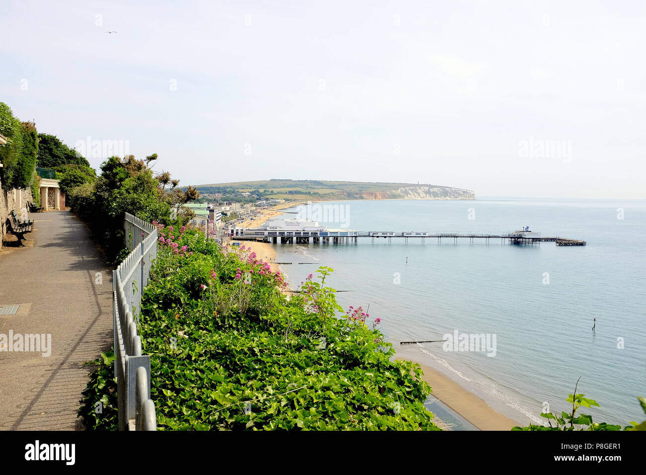 Sandown, Isle of Wight, UK. June 24, 2018. A walker's view from the ...