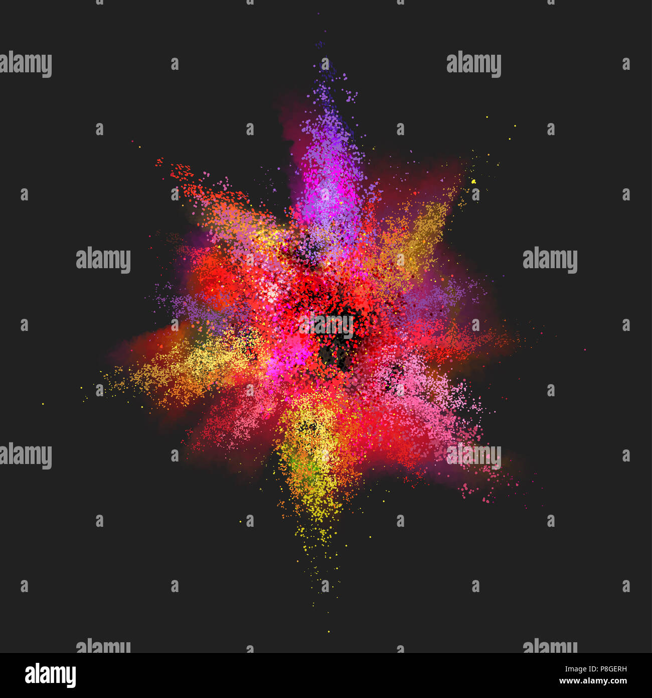Colorful Paint Explosion illustration. Color Burst isolated on a black ...