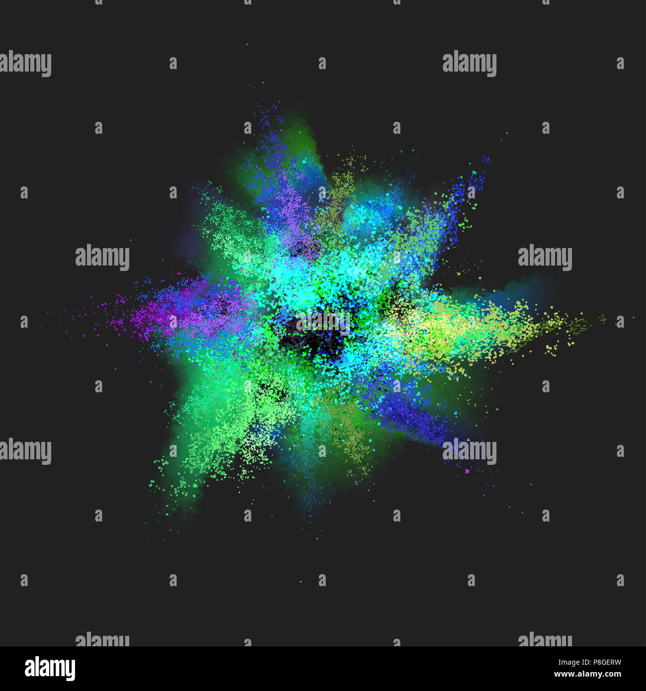 Colorful Paint Explosion illustration. Color Burst isolated on a black ...