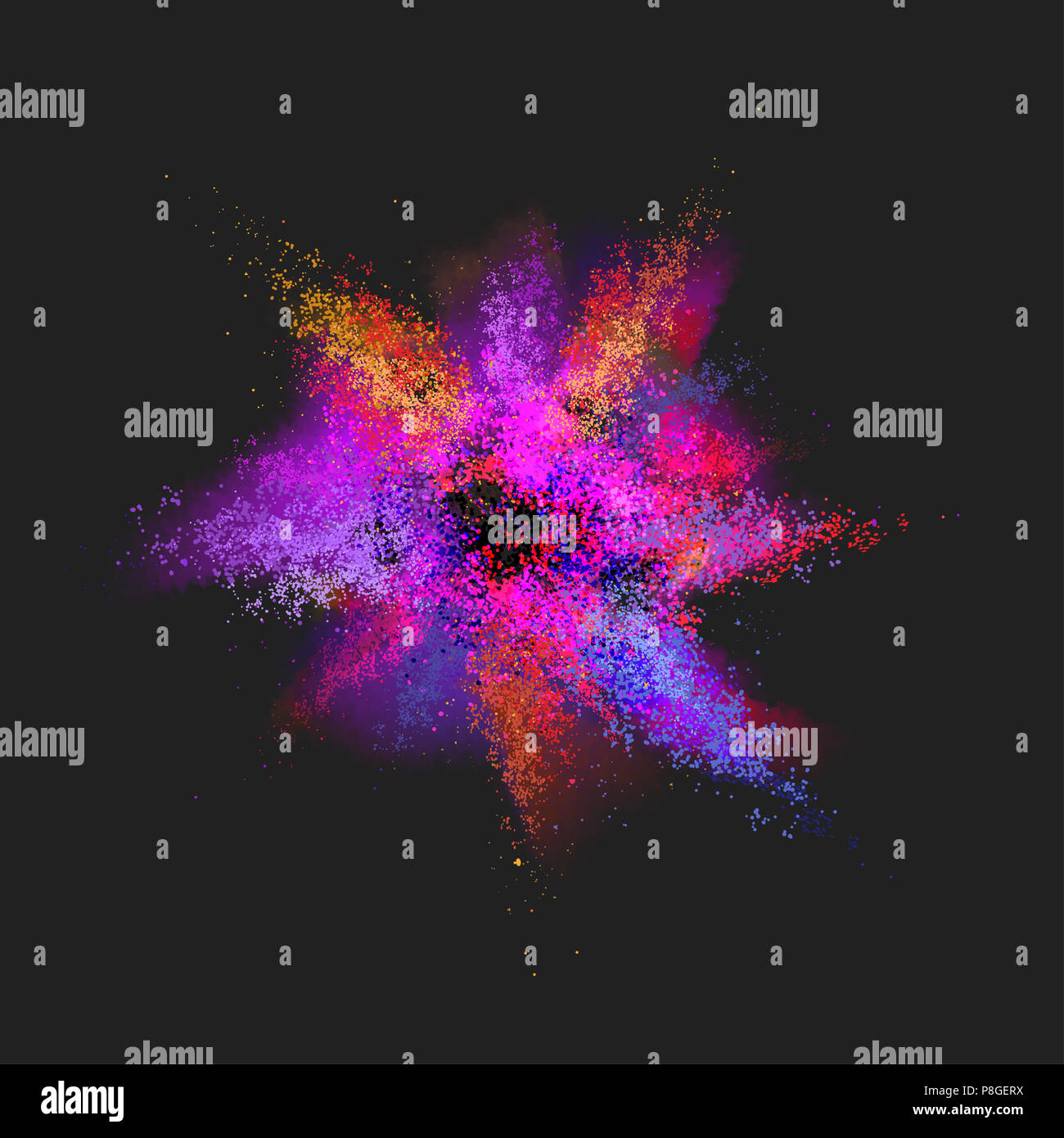 Colorful Paint Explosion illustration. Color Burst isolated on a black ...