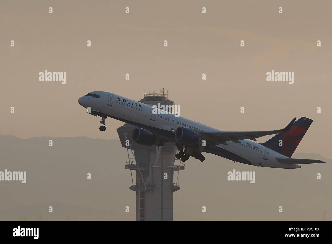 Delta Air Lines Boeing 757-200 Jet Airliner Taking Off From Los Angeles ...