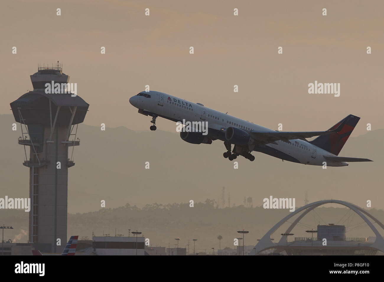 Delta Air Lines Boeing 757-200 Jet Airliner Taking Off From Los Angeles ...