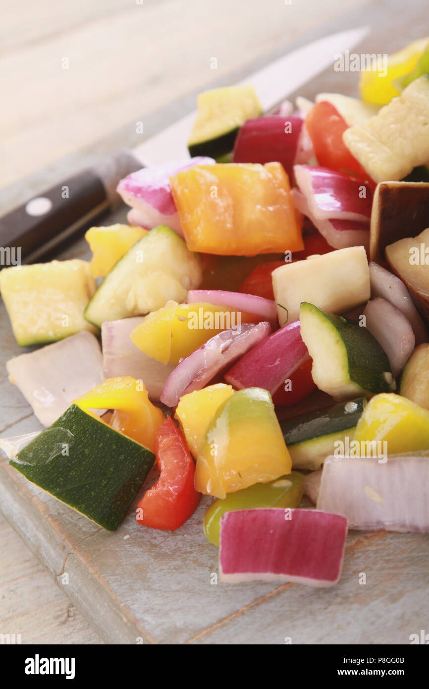 preparing diced vegetables Stock Photo - Alamy