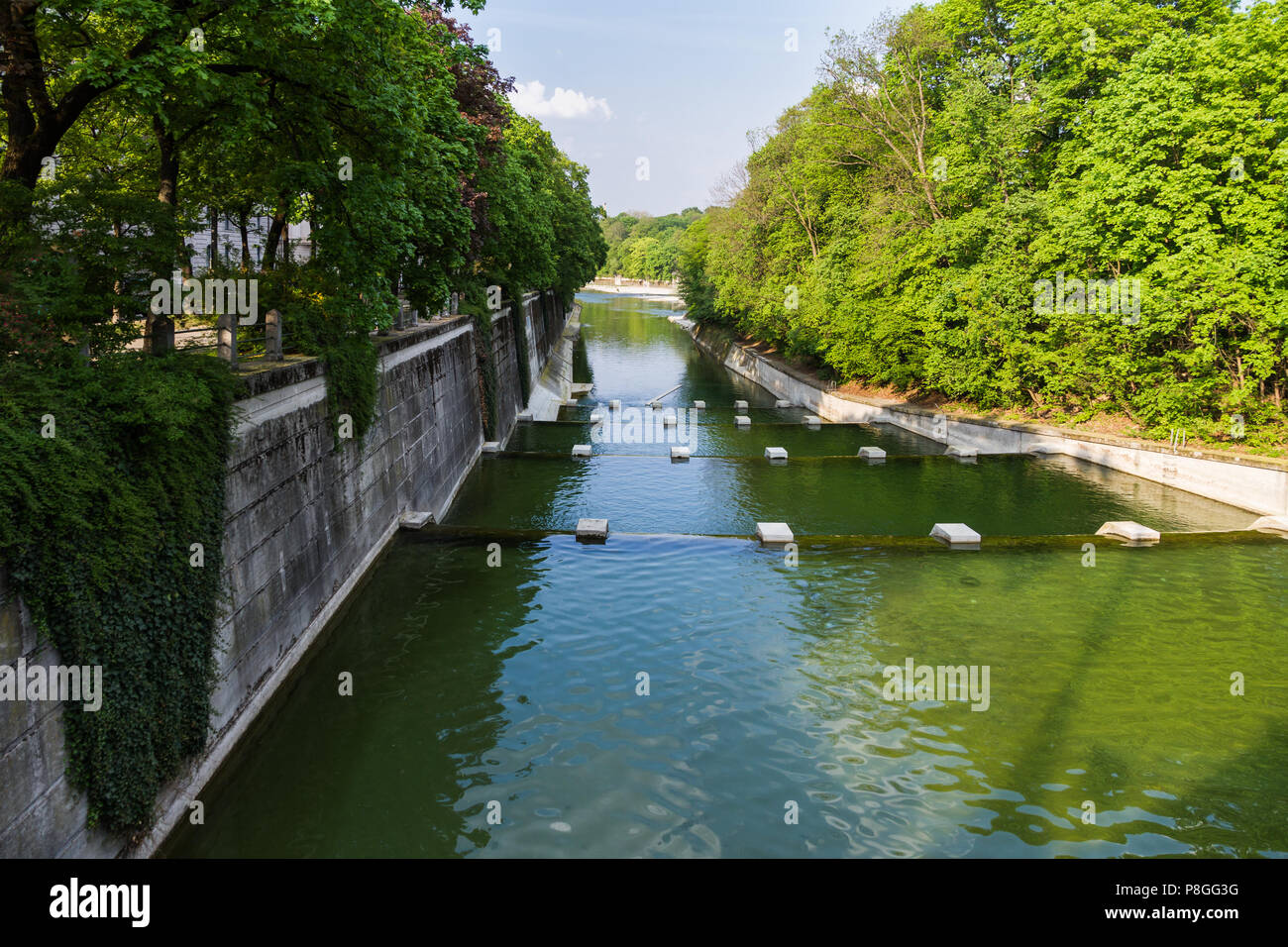 River architecture: cascades in a river regulated by humans Stock Photo ...