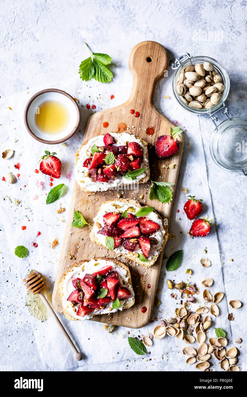Strawberry Ricotta Toast Stock Photo - Alamy