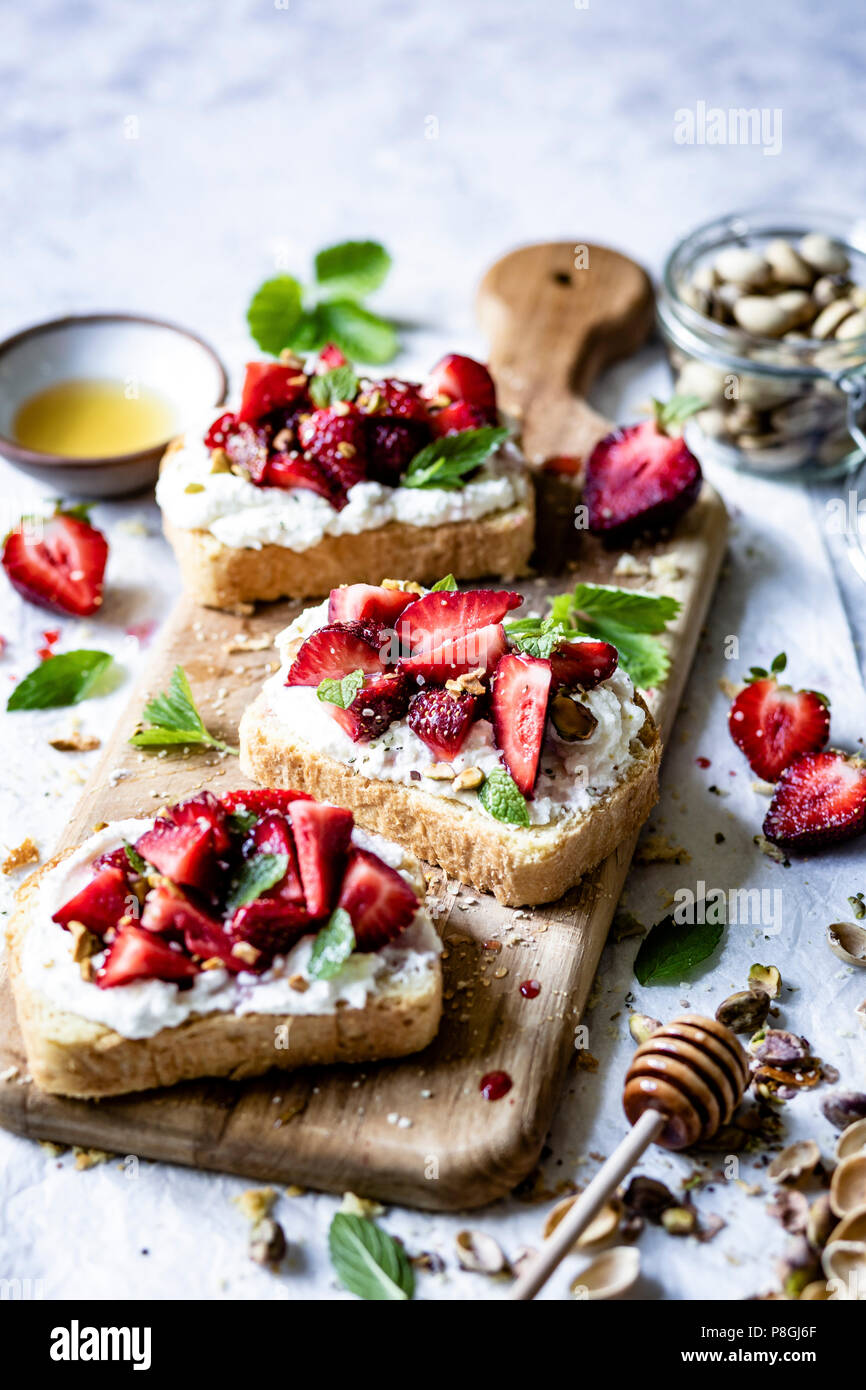 Strawberry Ricotta Toast Stock Photo - Alamy