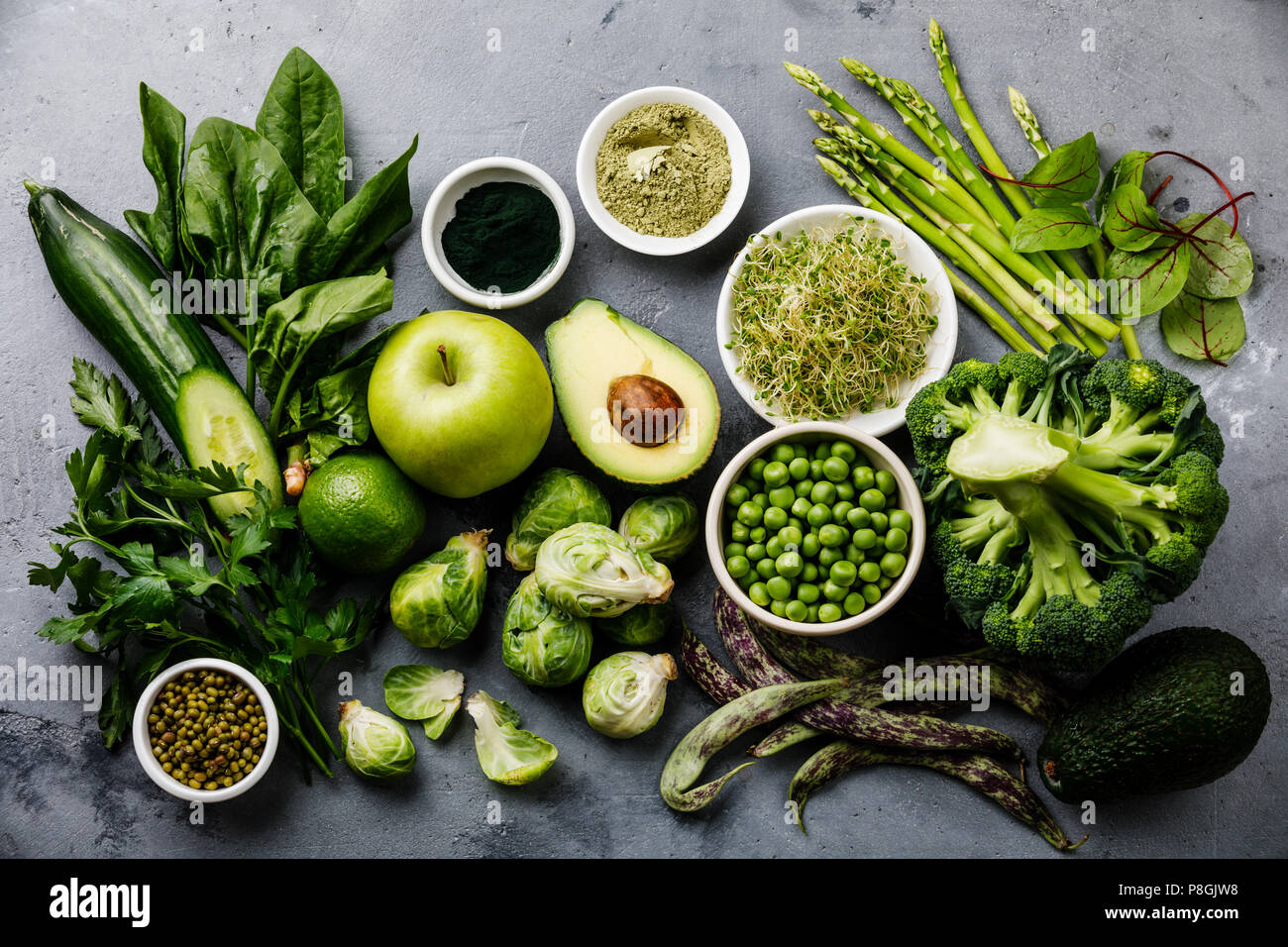 Healthy Green food Clean eating selection Protein source for ...