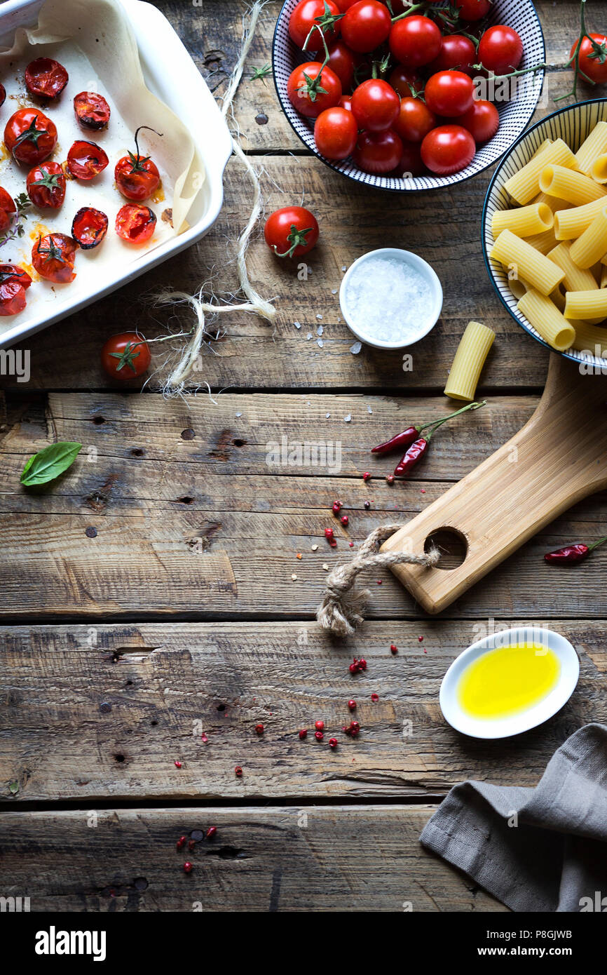 Ingredient for pasta recipe. Top view. Food background Stock Photo - Alamy
