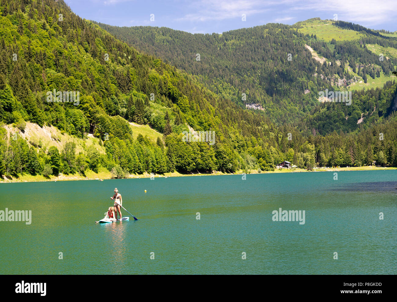 The Beautiful Green Waters of Lac de Montriond in Summer near Morzine ...