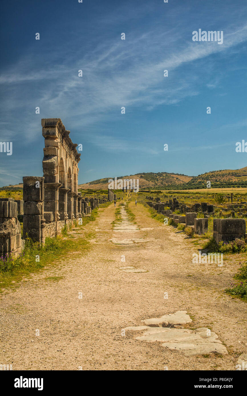 Decumanus Maximus, the most important street in the ancient Roman site ...