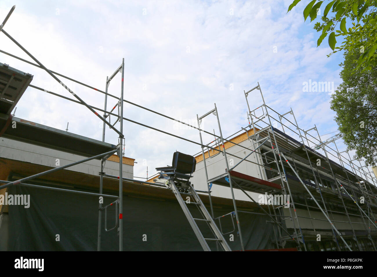Repair of the building, construction chair lift and scaffolding Stock ...