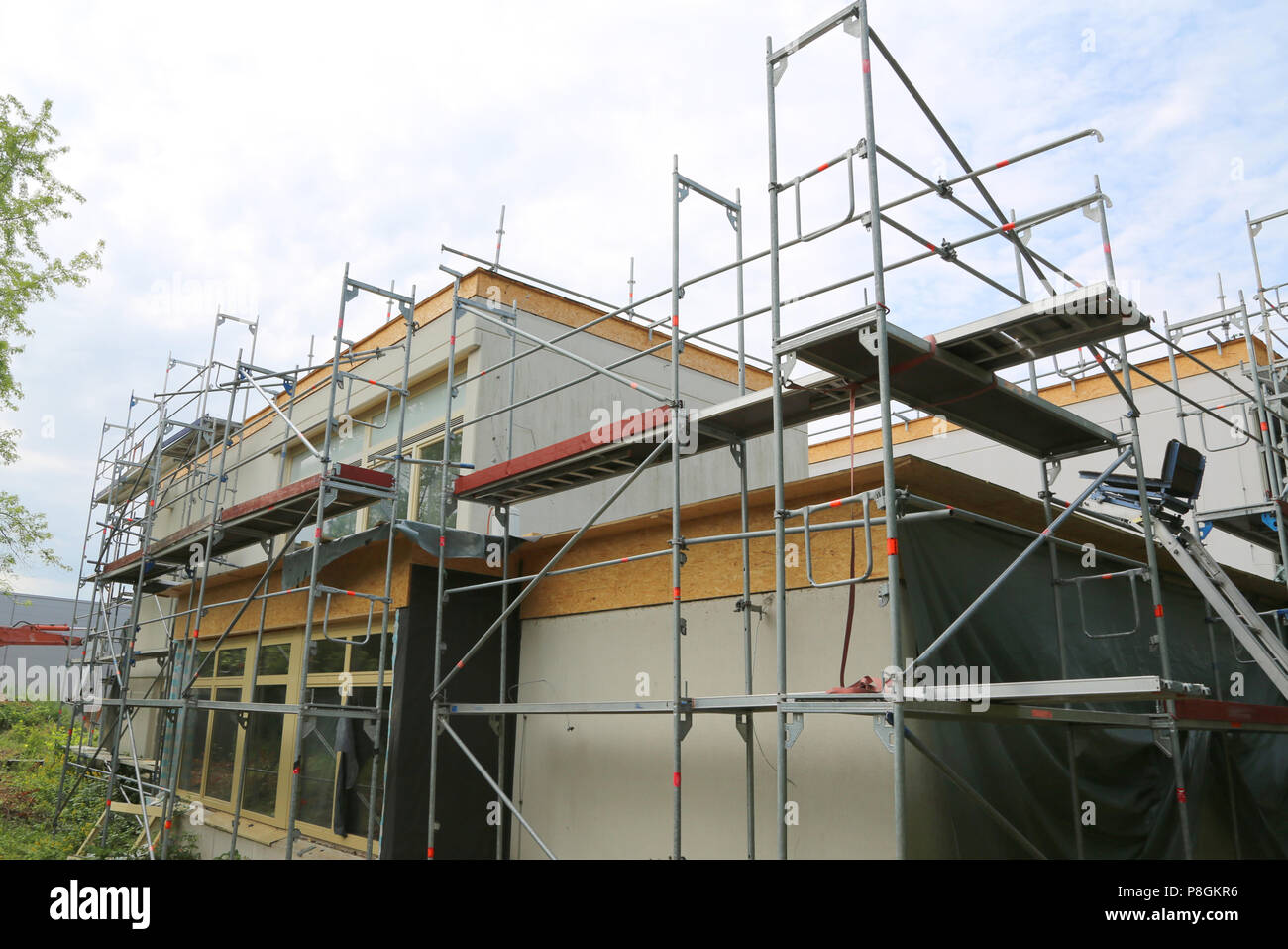 Repair of the building, construction chair lift and scaffolding Stock ...