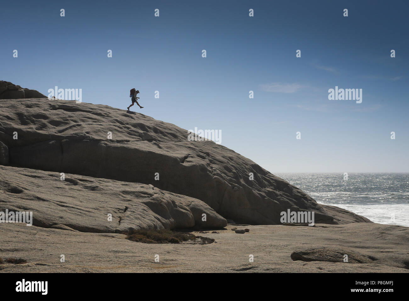 Back view silhouette man backpack hi-res stock photography and images ...