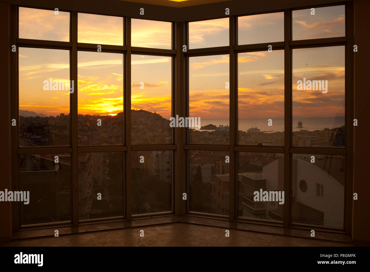 Sunset windows, most beautiful golden light Kuşadası through windows ...