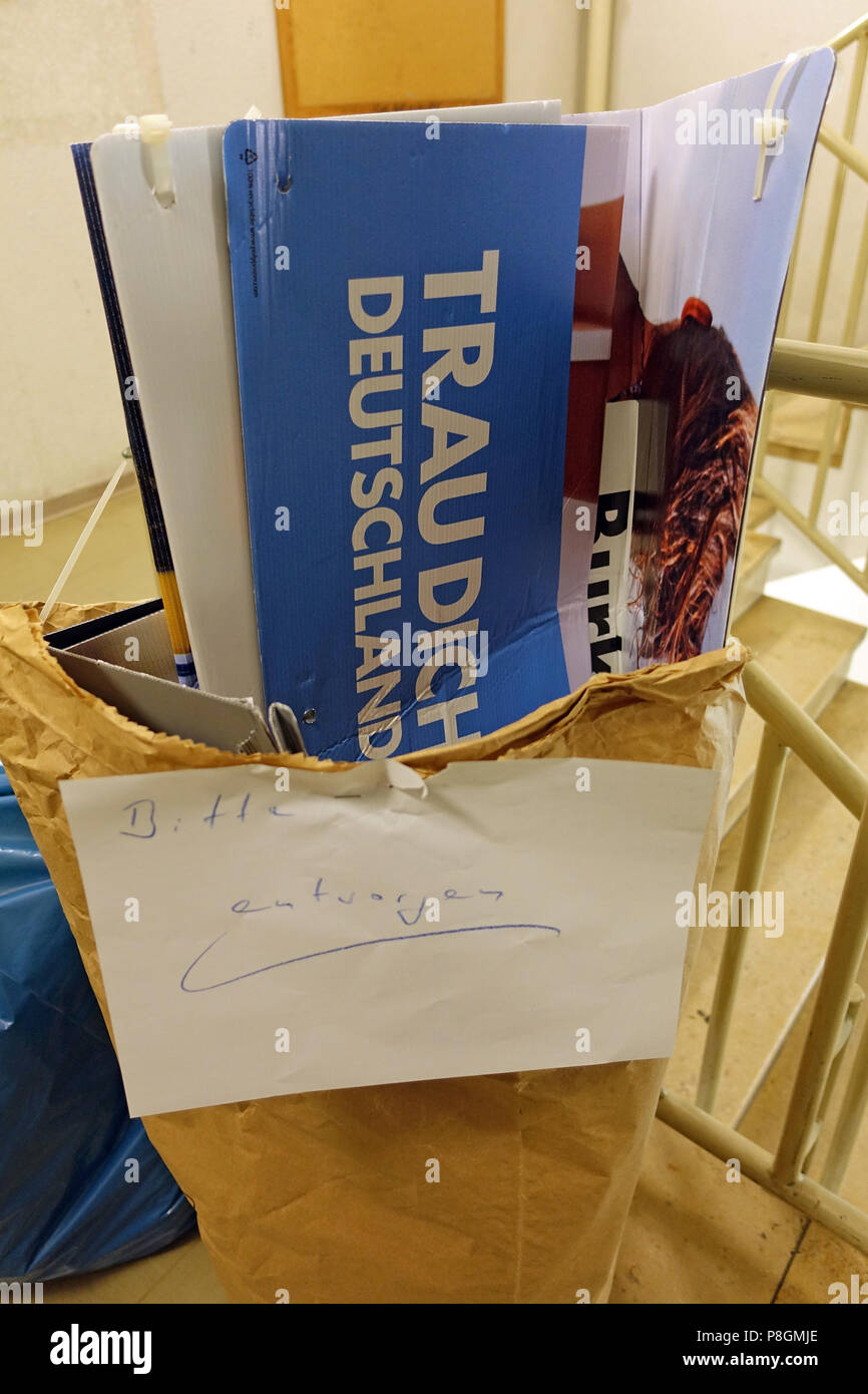 Berlin, Germany, advertising posters of the AfD are ready for disposal ...