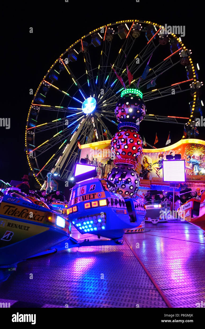 Berlin, Germany, Ferris wheel and driving business on a fairground ...