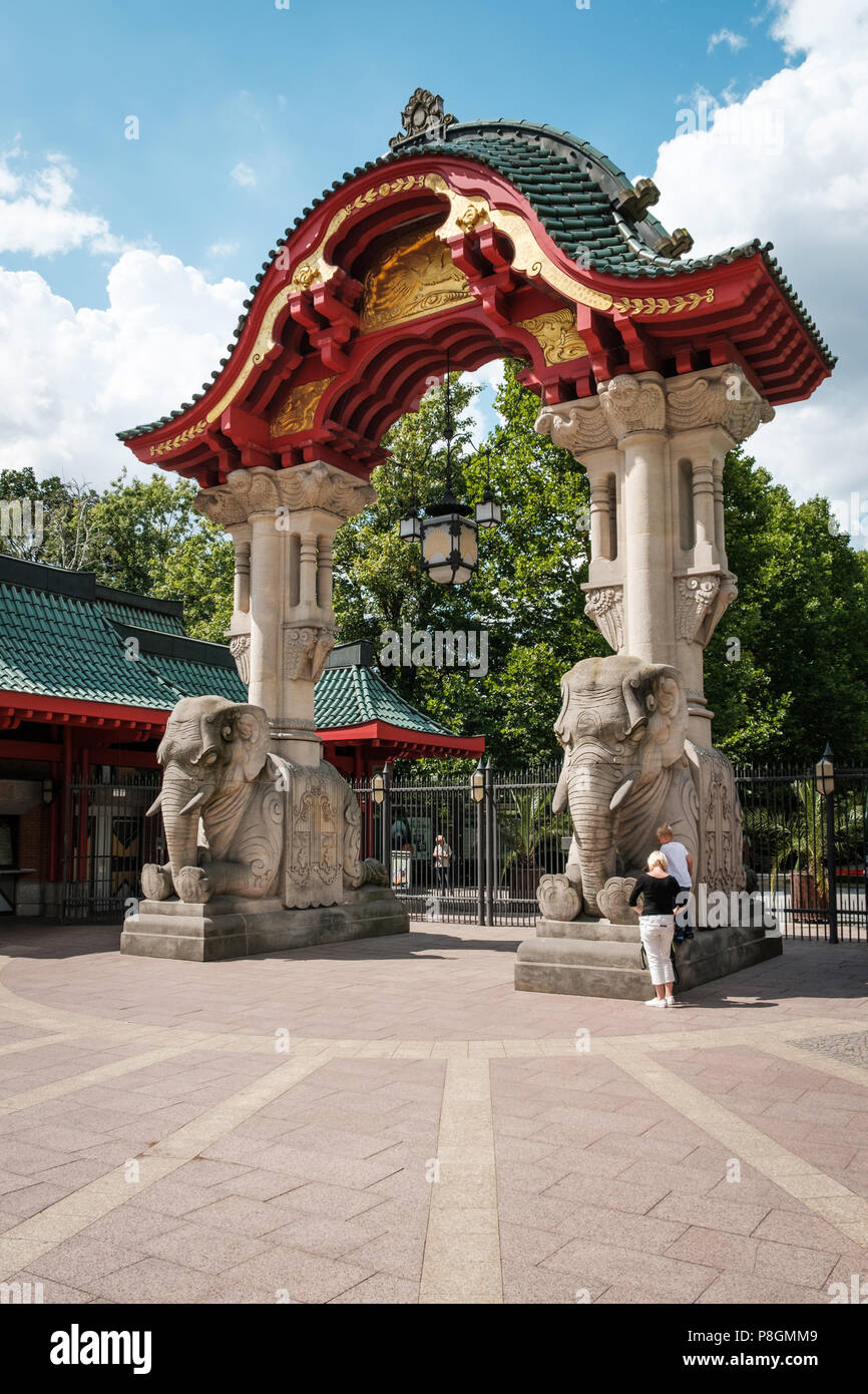 Berlin, Germany - july 2018: The Entrance Gate (Elephant Gate) of the ...