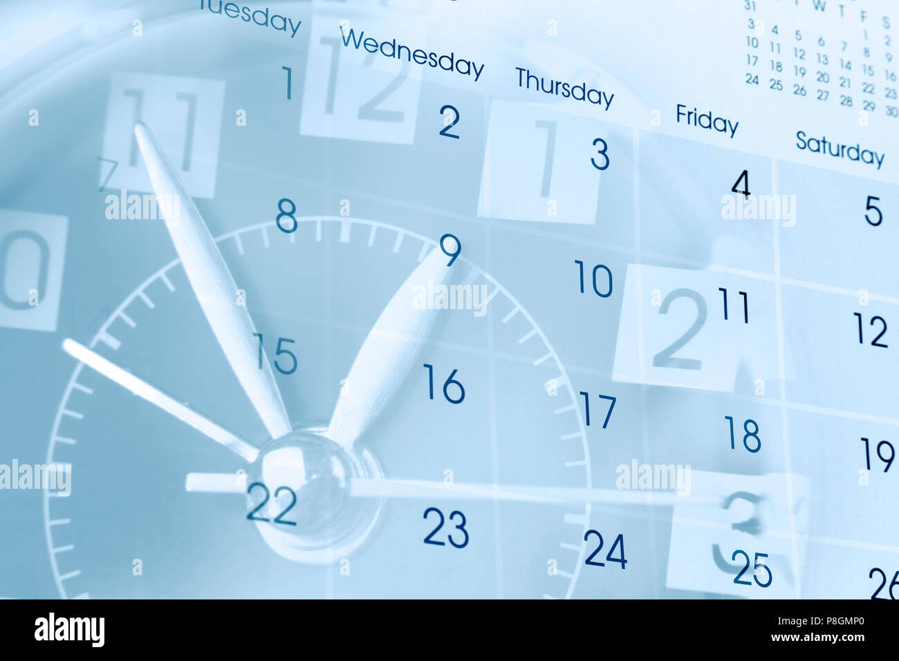 Clock face and calendar composite Stock Photo - Alamy