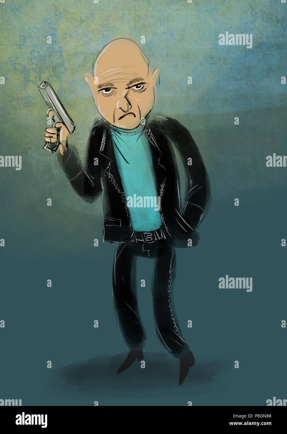 bald criminal holding a gun Stock Photo - Alamy