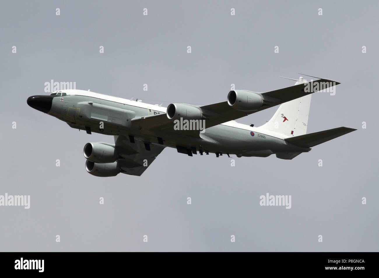 RAF RC-135 Rivet Joint over Ipswich, Suffolk during the 100 years RAF ...