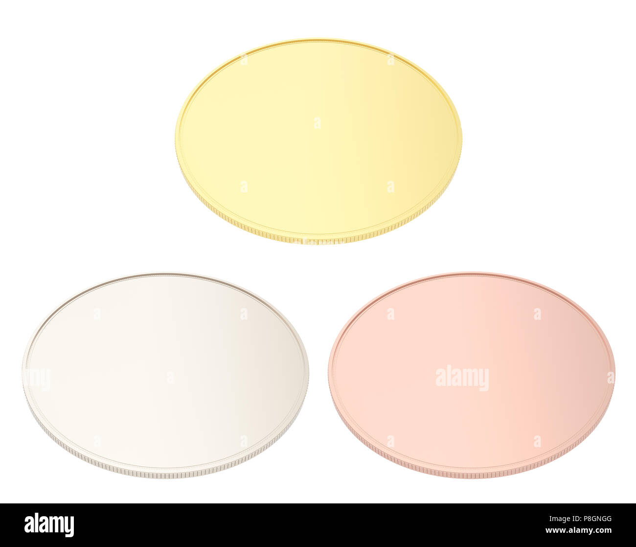 Set of empty coins. Isolated on white background. 3d render Stock Photo ...