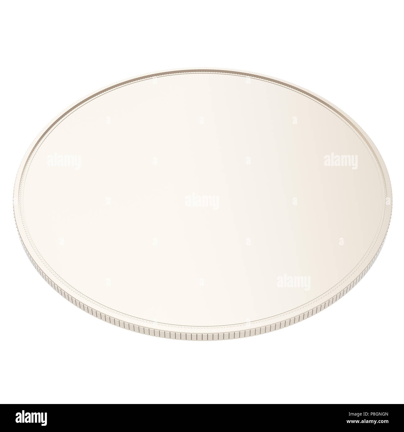 Empty silver coin. Isolated on white background. Include clipping path ...