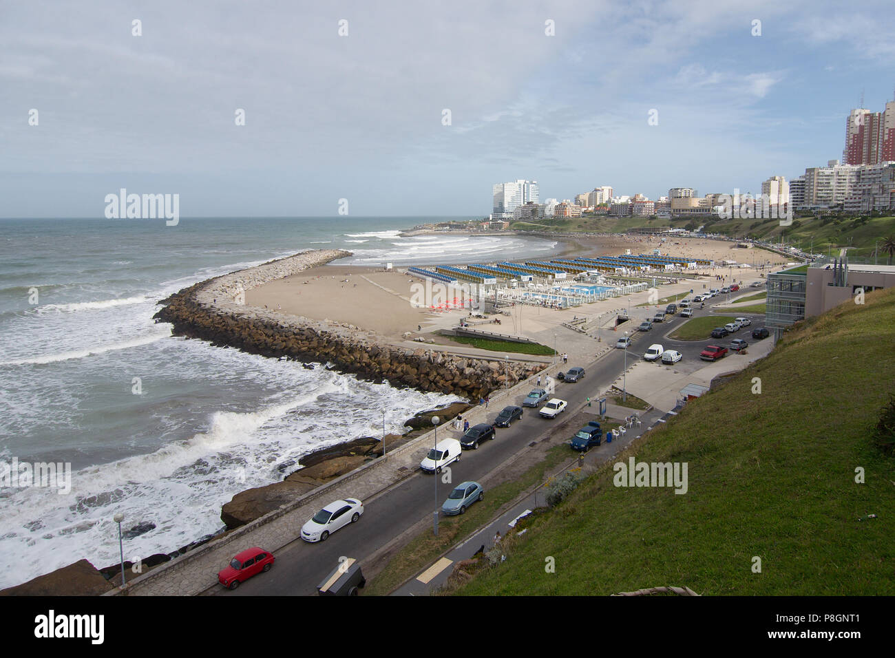 Mar del Plata, Buenos Aires, Argentina - 2018: View of the coast with ...