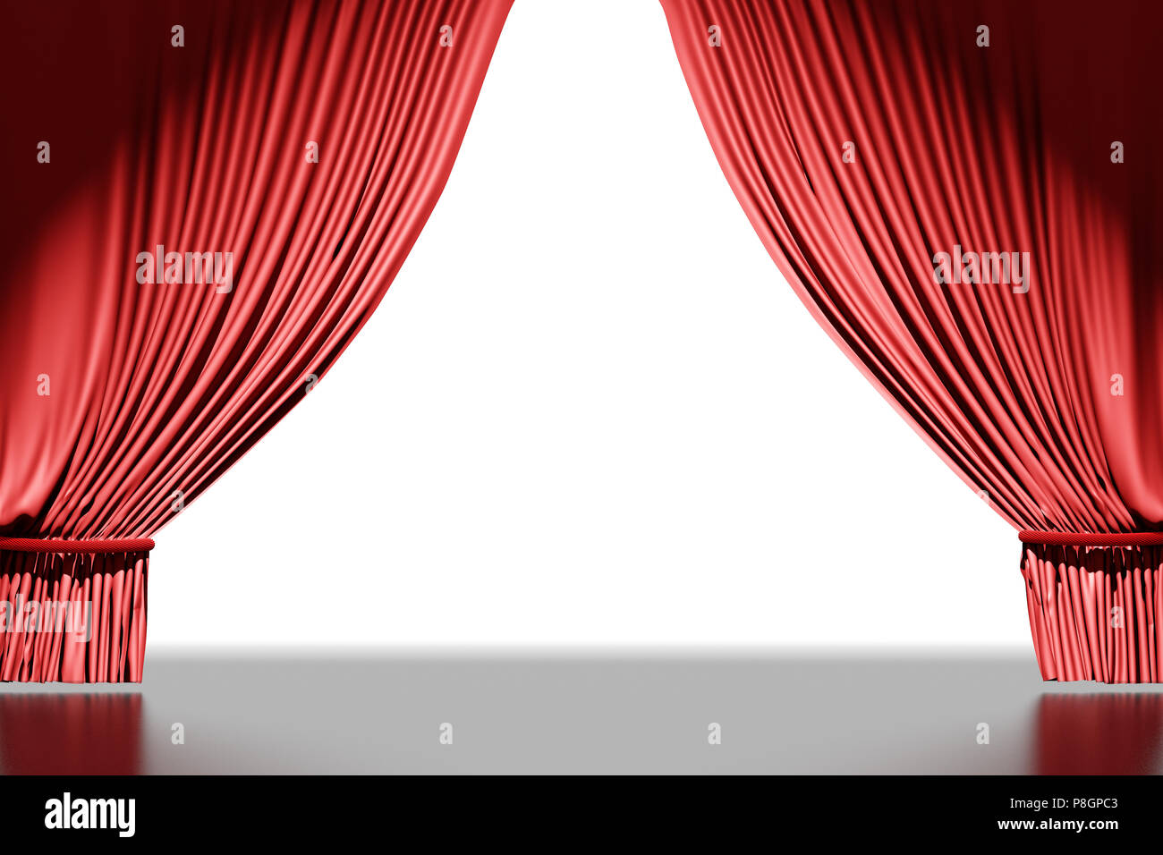 Opened red curtains. Include clipping path. 3d render Stock Photo - Alamy