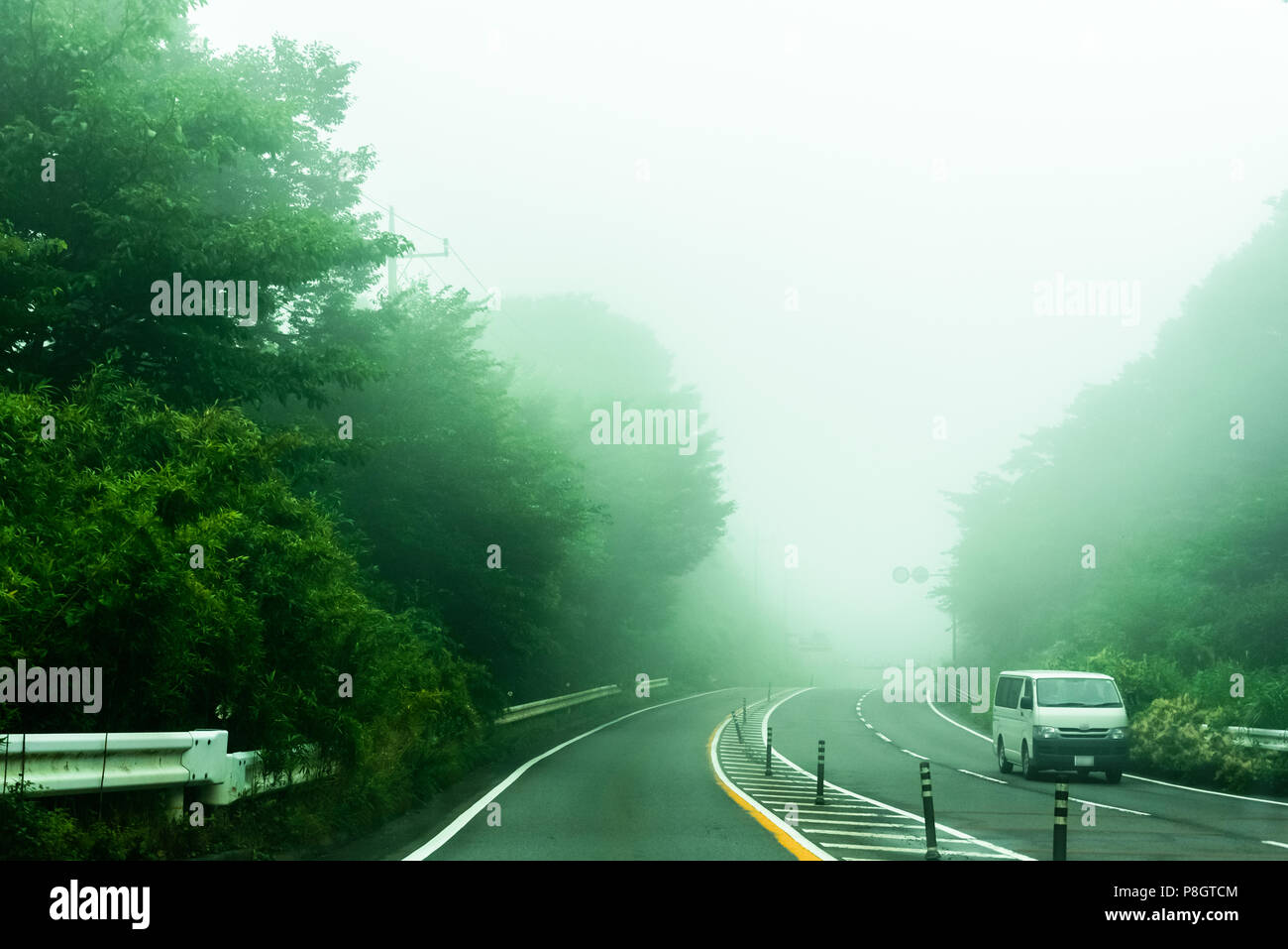 Driving in foggy weather near Mount Fuji, Hakone, Japan Stock Photo - Alamy