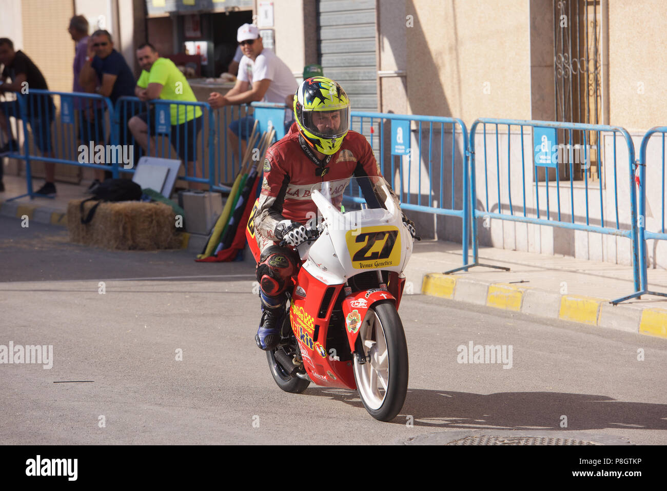 Motorcycle racing in the streets of Alguena, Spain Stock Photo - Alamy