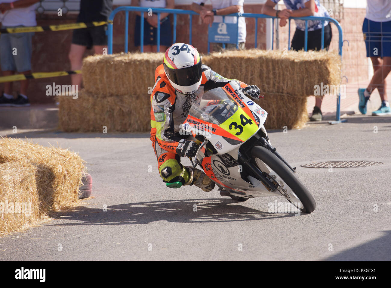Motorcycle racing in the streets of Alguena, Spain Stock Photo - Alamy