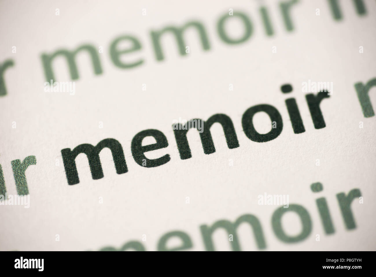 word memoir printed on white paper macro Stock Photo - Alamy