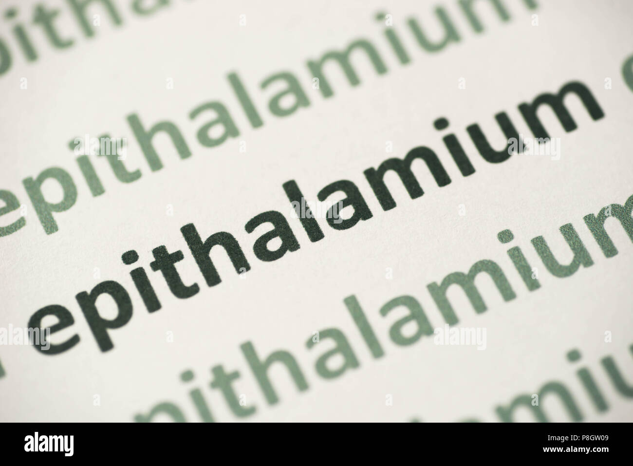 word epithalamium printed on white paper macro Stock Photo - Alamy