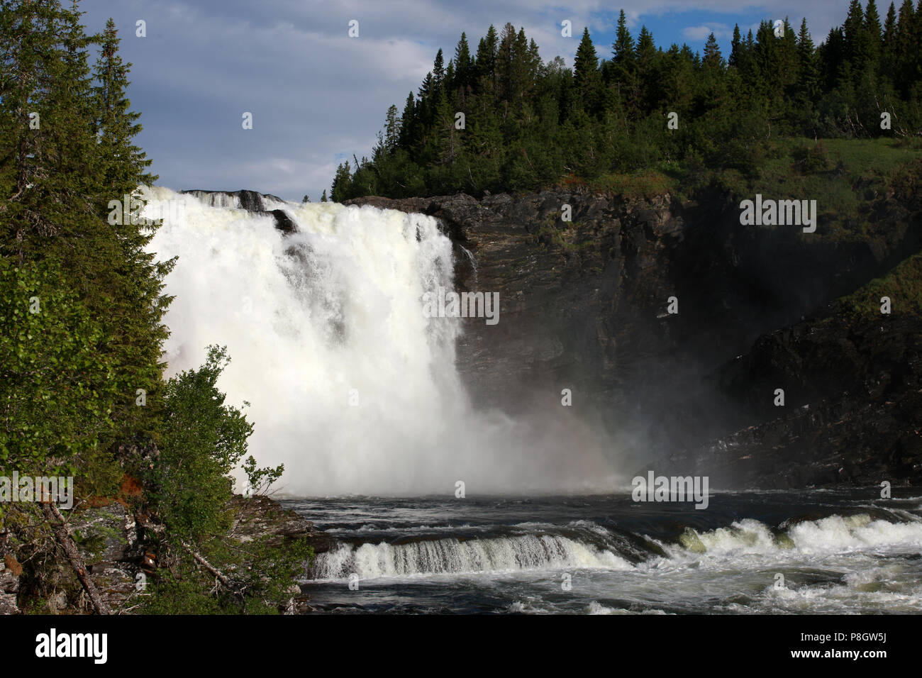 Largest waterfall in Sweden Stock Photo - Alamy