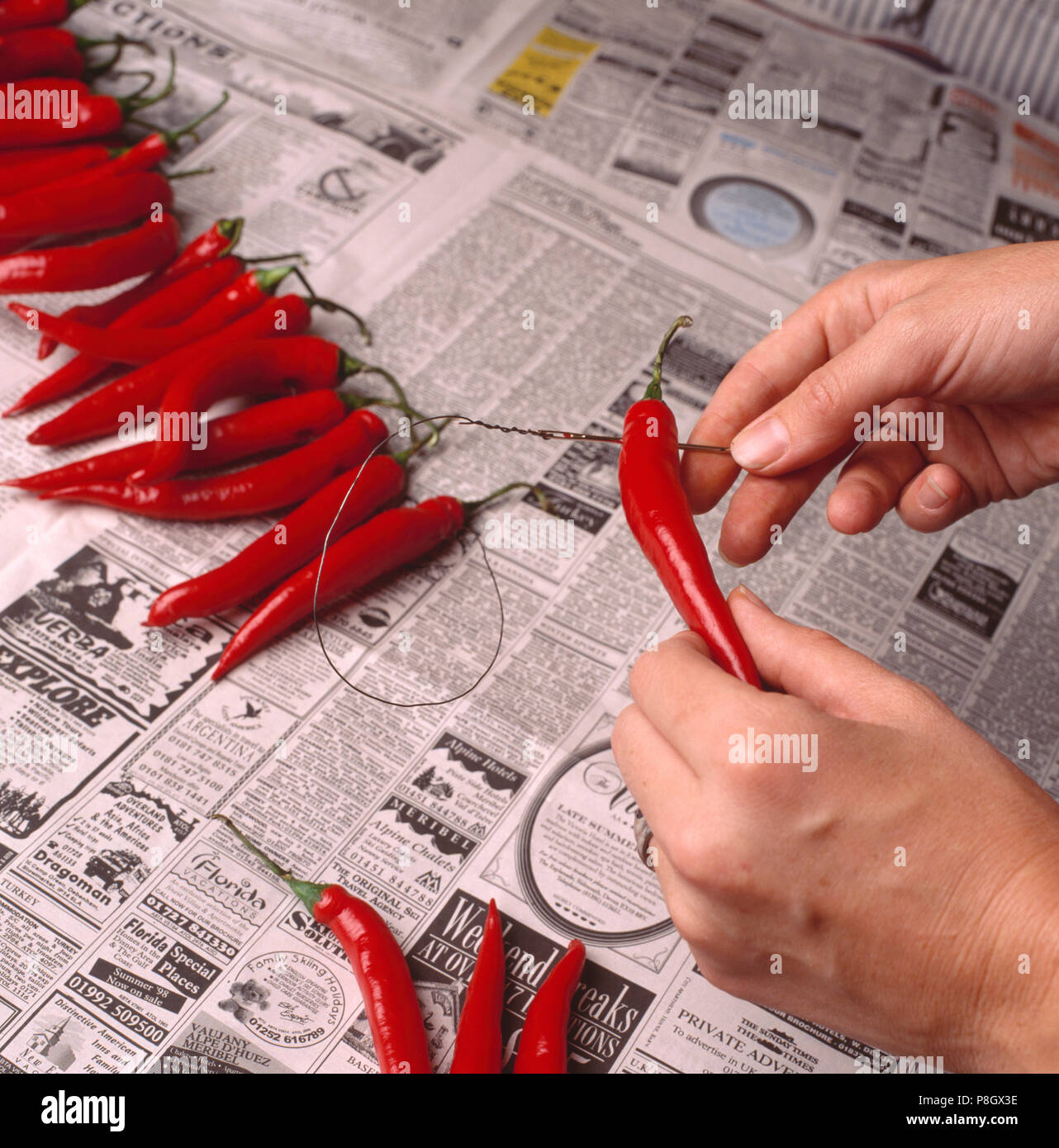 Chilli garland hi-res stock photography and images - Alamy