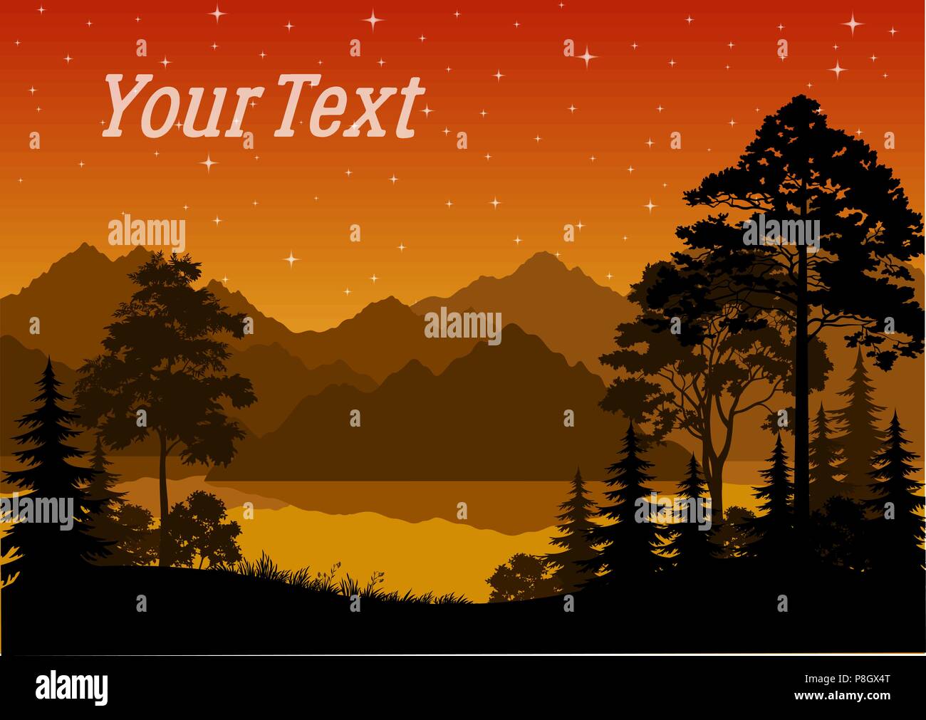 Fir trees lake Stock Vector Images - Alamy